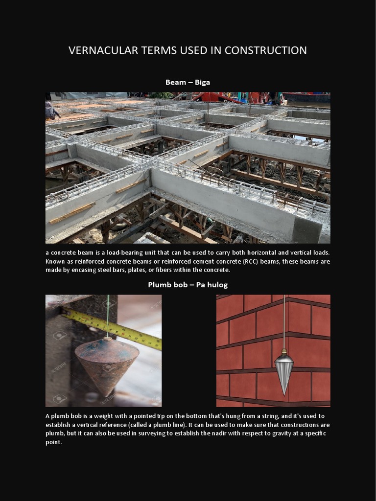 Vernacular Terms Used in Construction | PDF | Concrete | Plaster Vernacular Terms Used in Construction | PDF | Concrete | Plaster