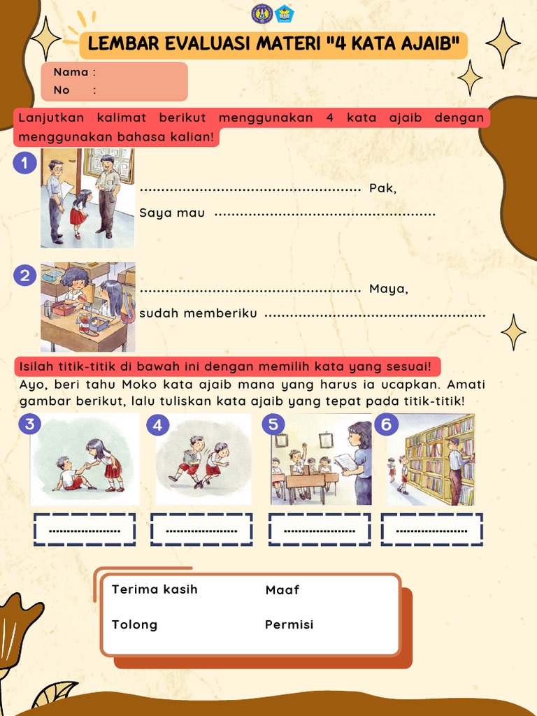 Lembar Evaluasi PTKK 1 (4 Kata Ajaib) | PDF