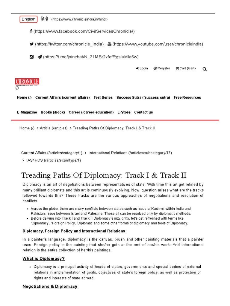 Treading Paths of Diplomacy - Track I & Track II | PDF | Diplomacy ...