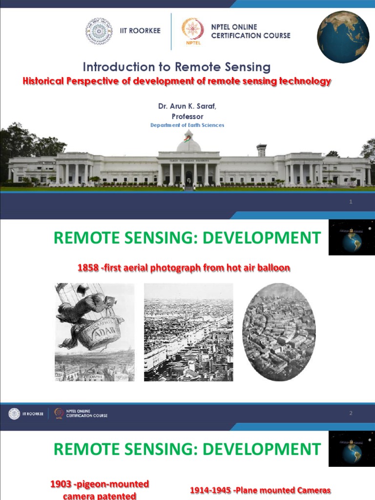 Introduction To Remote Sensing: Historical Perspective of Development ...