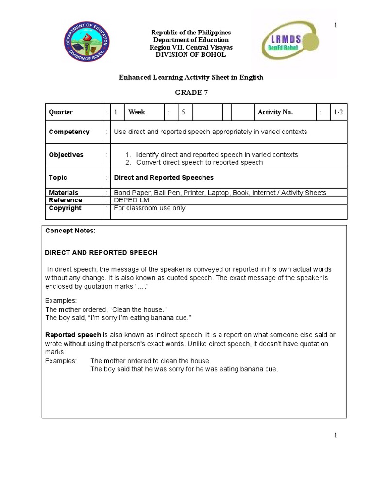 ENHANCED ENGLISH7 - Q1 - LAS - Wk5 | PDF | Subject (Grammar) | Verb