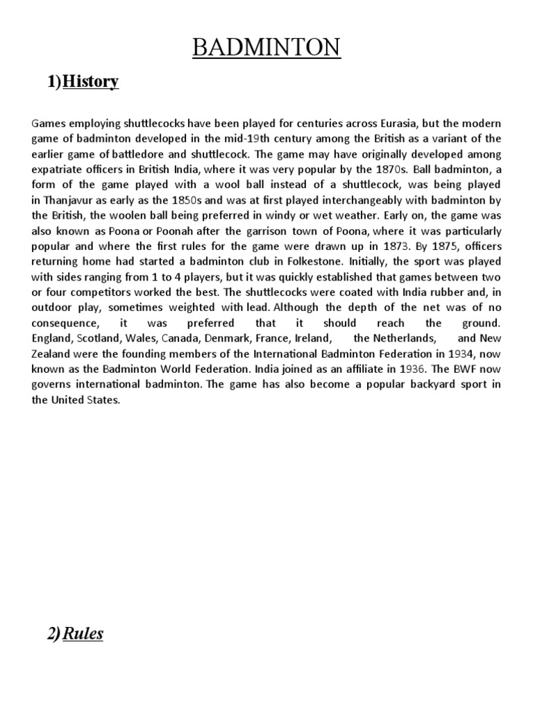 BADMINTON | PDF | Athletic Sports | Sports