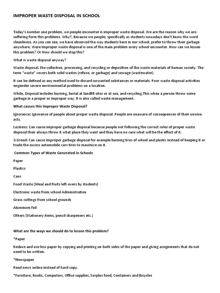 IMPROPER WASTE DISPOSAL IN | PDF | Waste | Waste Management