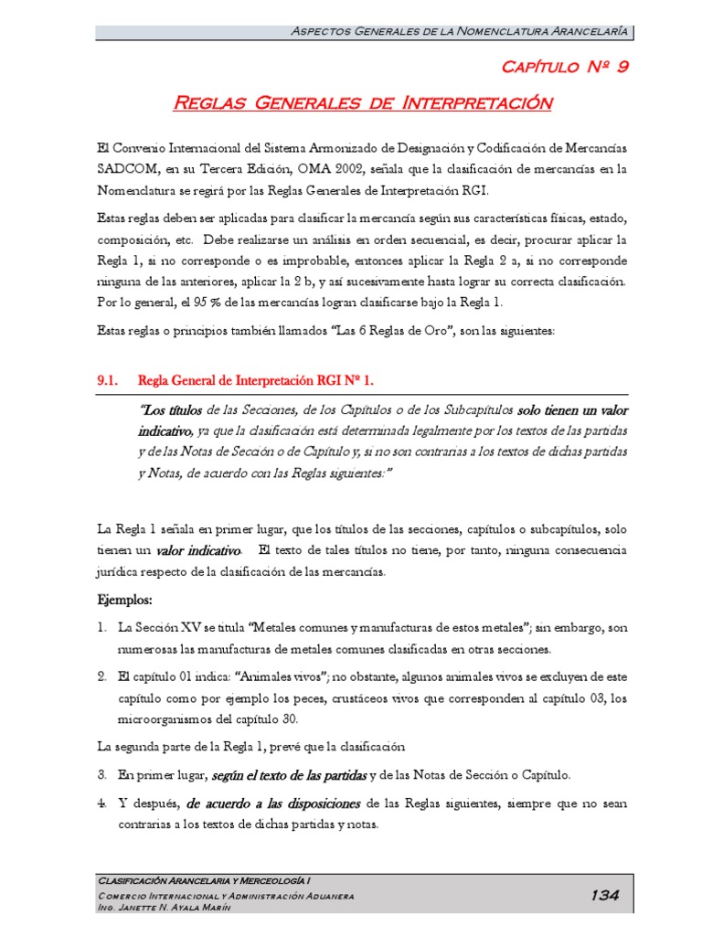 Cap 9 - Reglas Generales de Interp. 2021 | PDF | Arancel | aduana
