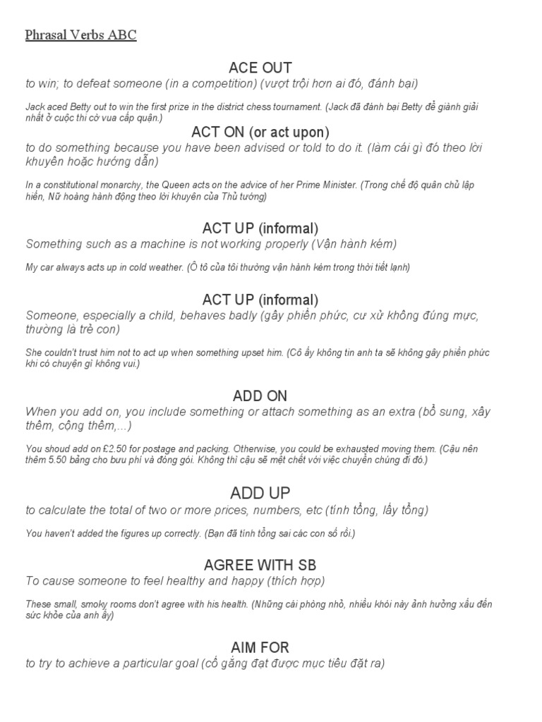 Phrasal Verbs ABC | PDF