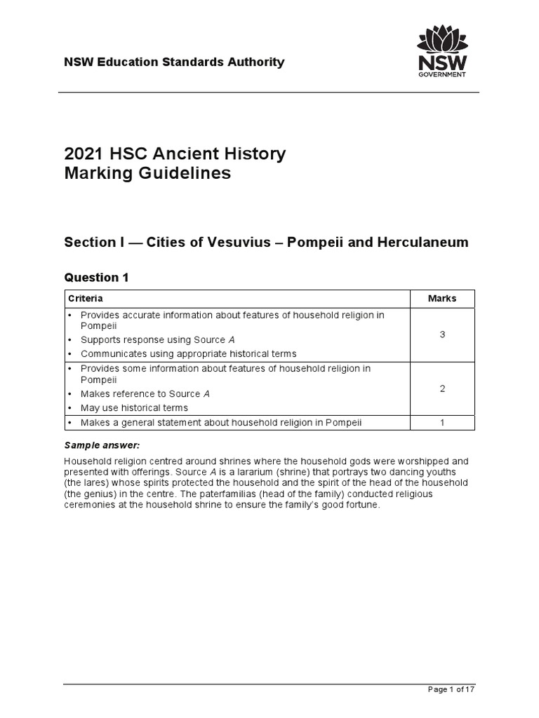 2021 HSC Ancient History Marking Guide | PDF | Sparta | New Kingdom Of ...