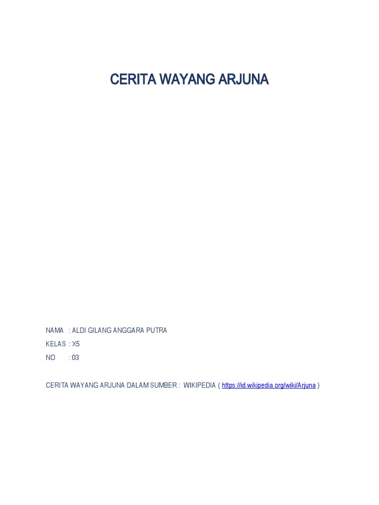 Makalah CERITA WAYANG ARJUNA | PDF