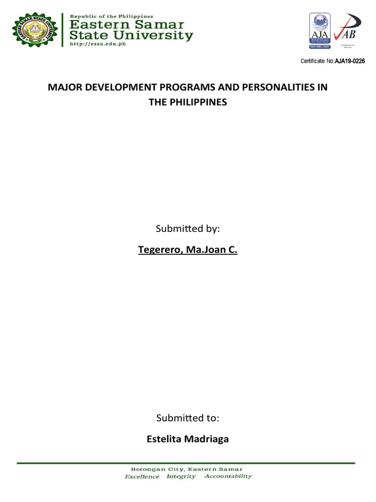 Major Development Programs and Personalities in The Philippines | PDF ...
