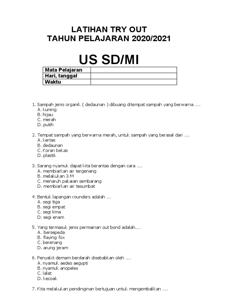 LATIHAN TRY OUT Penjas SD | PDF