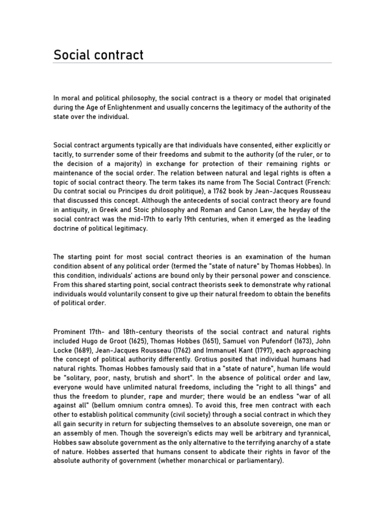 Social contract A brief introduction | PDF | Social Contract | Justice
