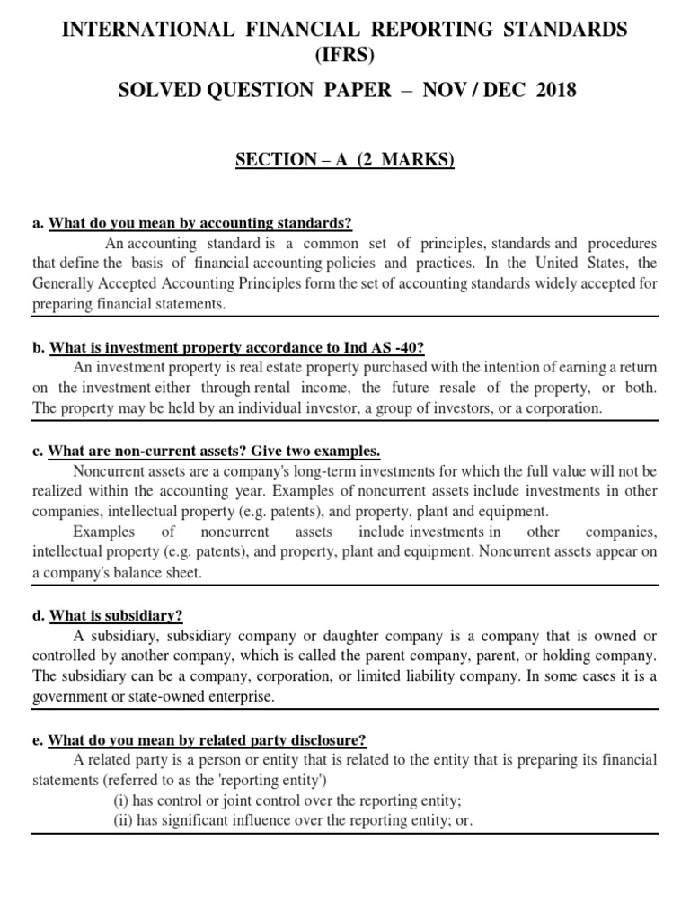 IFRS - 2018 - Solved QP | PDF | International Financial Reporting Standards | Fair Value
