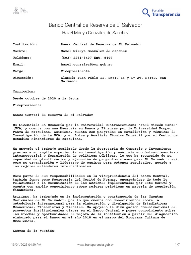 Hazel Mireya González de Sanchez | Descargar gratis PDF | El Salvador | Presupuesto