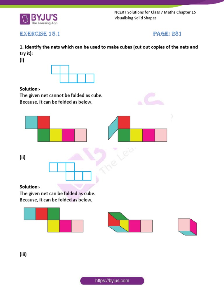 NCERT Solutions For Class 7 Maths Chapter 15 Visualising Solid Shapes | PDF | Dice | Geometry