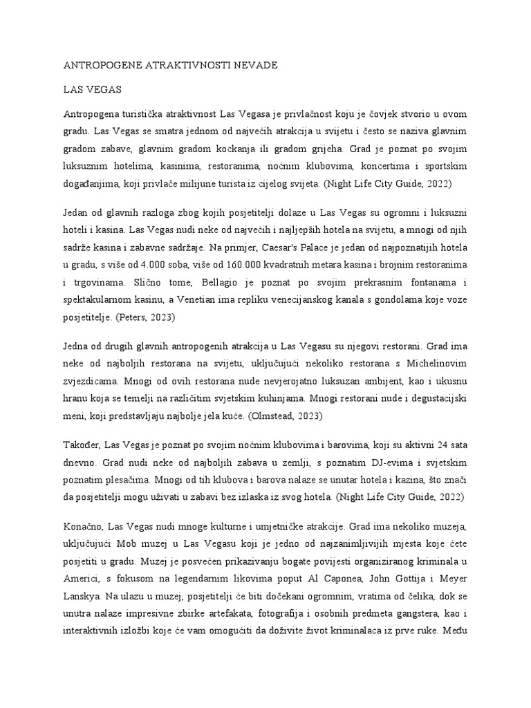 Antropogene Atraktivnosti Nevade | PDF
