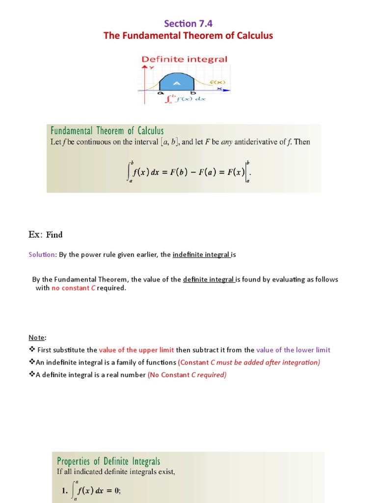 7.4 Fundamental Theorem of Calculus | PDF | Integral | Analysis