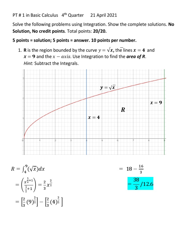 Area of regions R1 and R2 bounded by curves | PDF | Mathematical ...