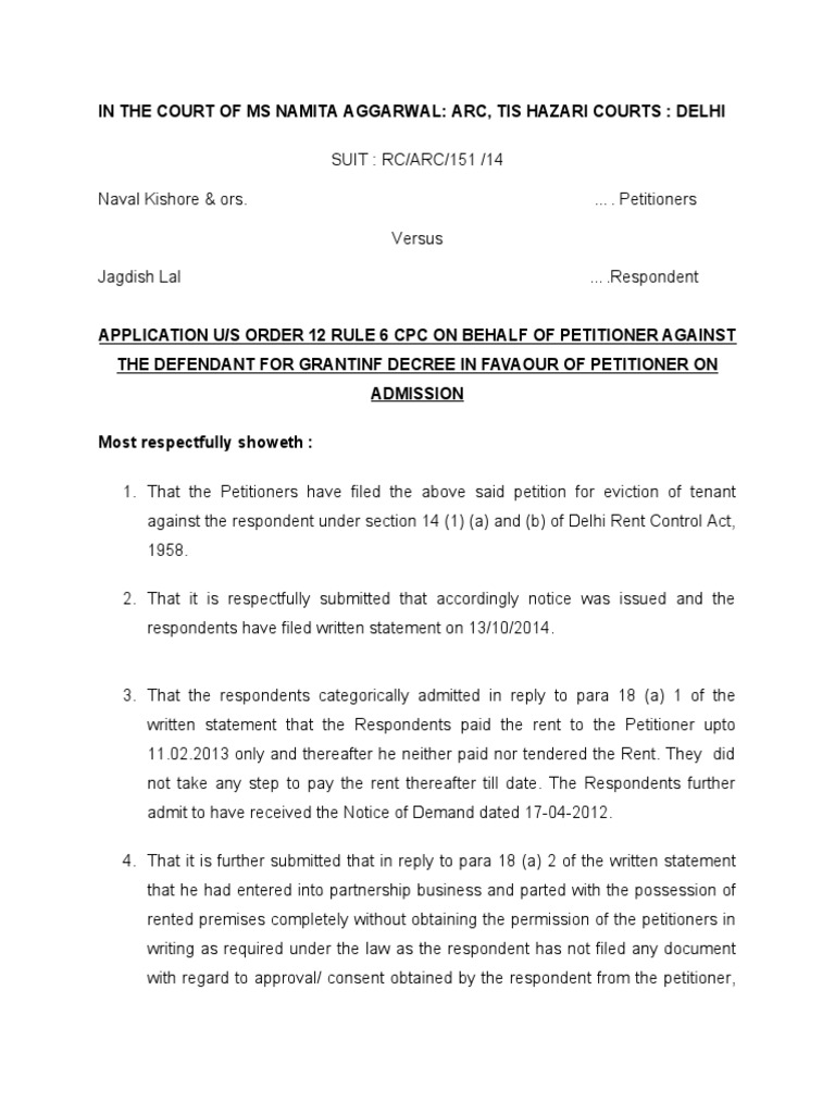 Naval Kishore O 12 Rule 6 PDF Affidavit Legal Procedure