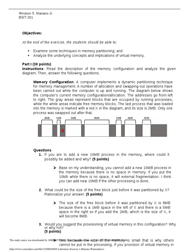 05 Laboratory Exercise 1 Mariano Winston - Docx 1 | PDF | Computer Data Storage | Microsoft Windows