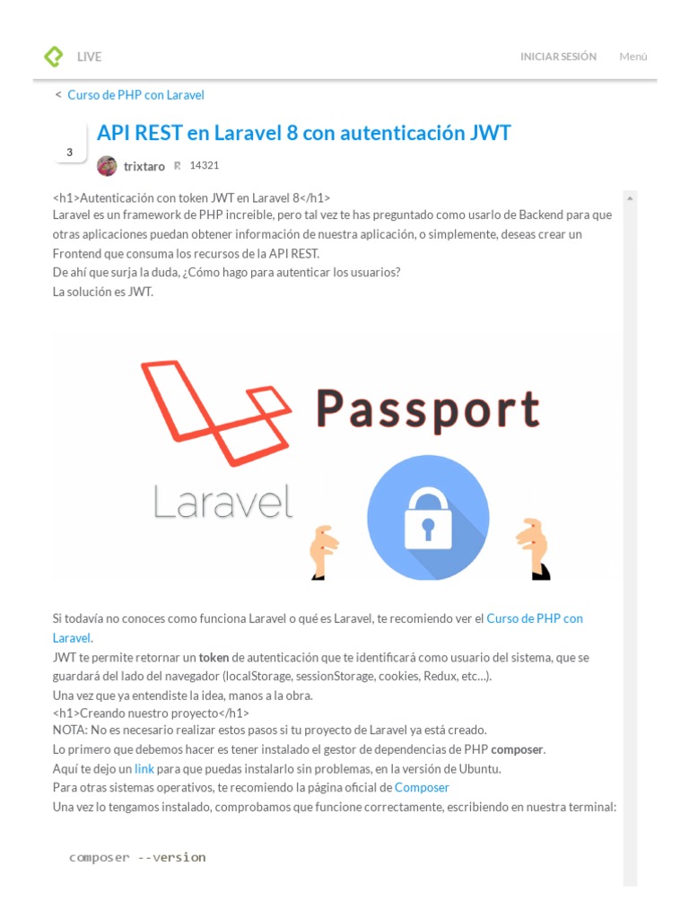 API REST en Laravel 8 Con Autenticación JWT | PDF | Protocolo de ... API REST en Laravel 8 Con Autenticación JWT | PDF | Protocolo de ...