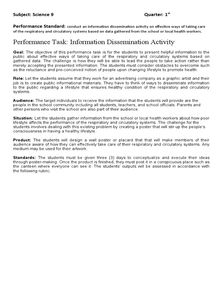 Perf Task | PDF | Information | Rubric (Academic)