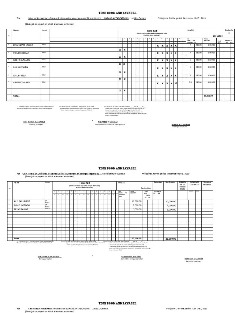 SK Time Book and Payroll 2021 | PDF | Payroll | Income Statement