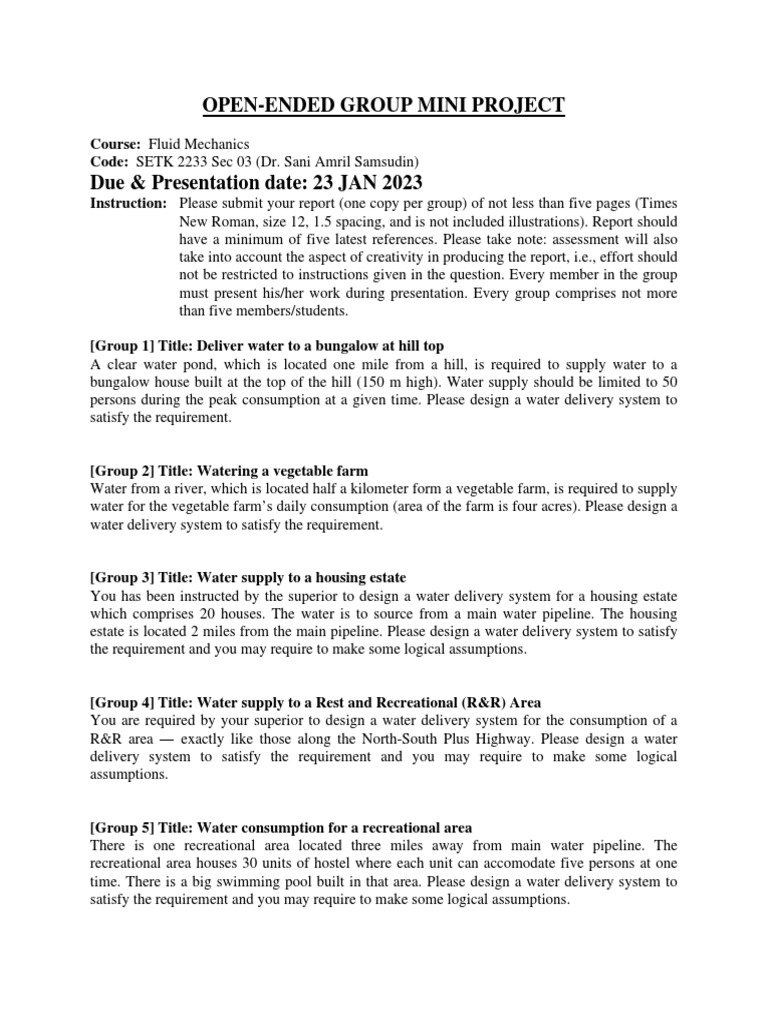 Water Delivery System Design Projects | PDF | Water | Environmental ...