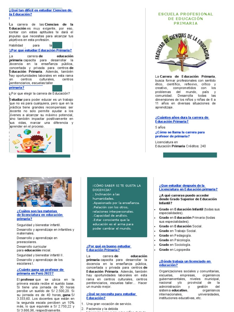 triptico de educacion | PDF | Enseñando | Educación primaria