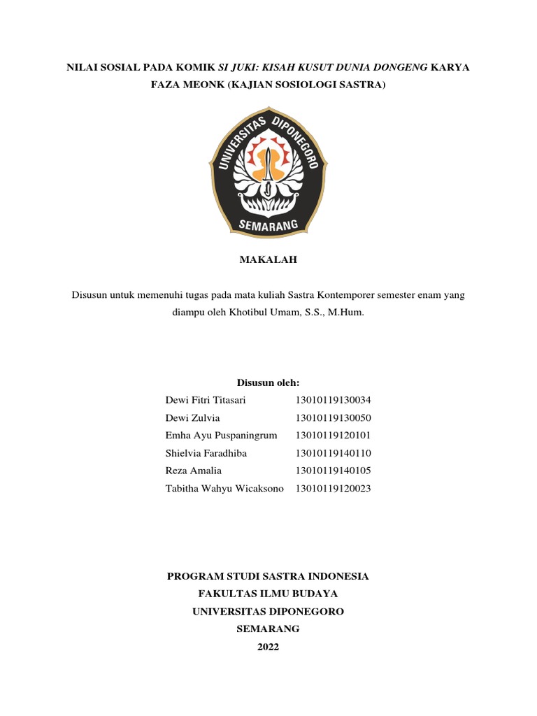 NIlai Moral Komik Si Juki Kelompok 7 (REVISI) | PDF