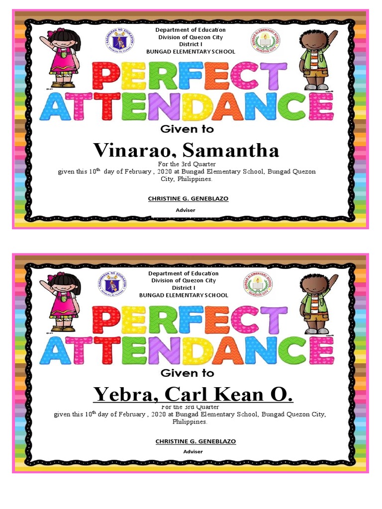 Certificate of Perfect Attendance | PDF