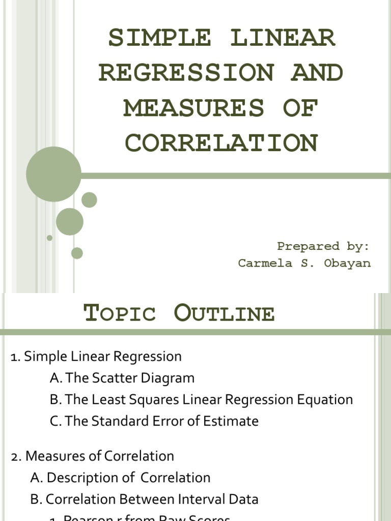 Simple Linear Regression & Correlation Measures | PDF | Correlation And ...