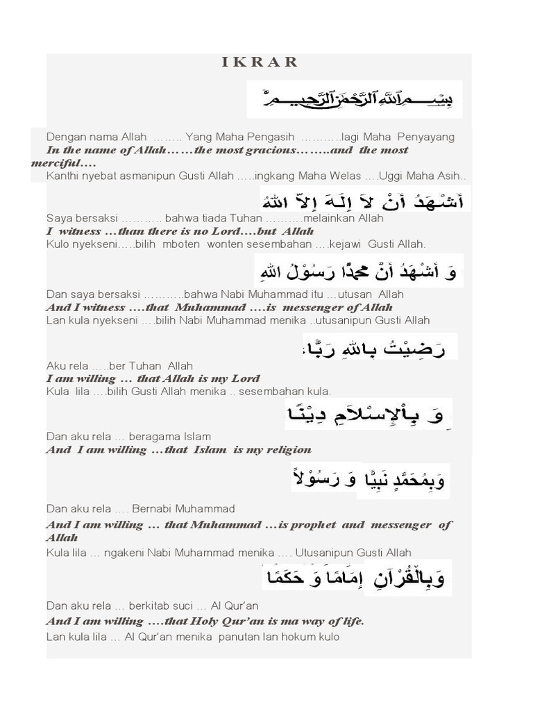 IKRAR AL AZHAR Bhs Indonesia - Inggris - Jawa Maret2022 | PDF