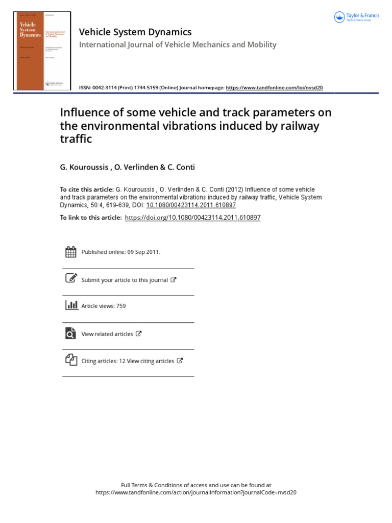 Influence of Some Vehicle and Track Parameters On The Environmental ...