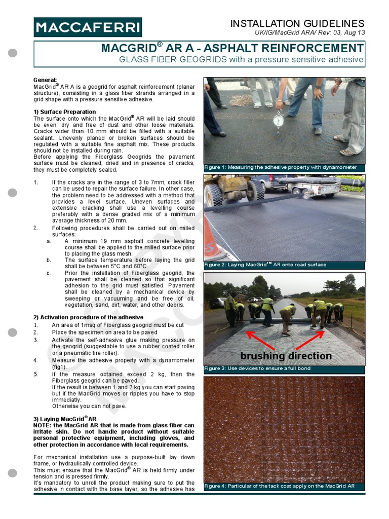 MacGrid AR Installation Guidelines | PDF | Fiberglass | Road Surface