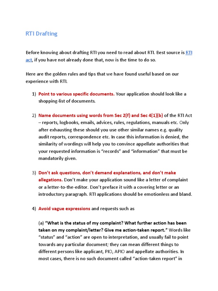 RTI Drafting | PDF | Complaint