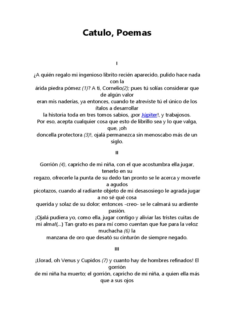 Poemas de Catulo: Amor, Pérdida y Amistad | PDF