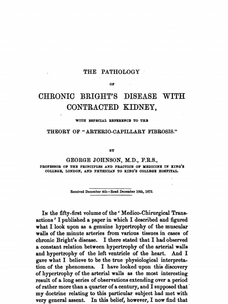 Chronic With Contracted Kidney,: Bright'S Disease | PDF | Circulatory ...