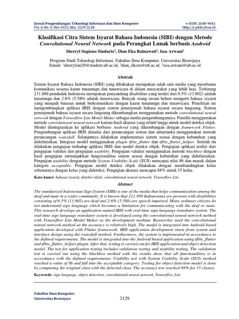 Convolutional Neural Network Pada Perangkat Lunak Berbasis Android | PDF