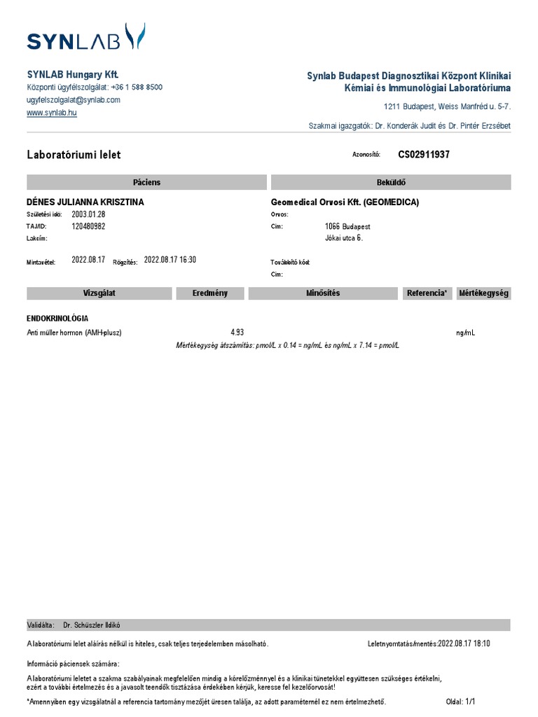 Laboratóriumi Lelet | PDF