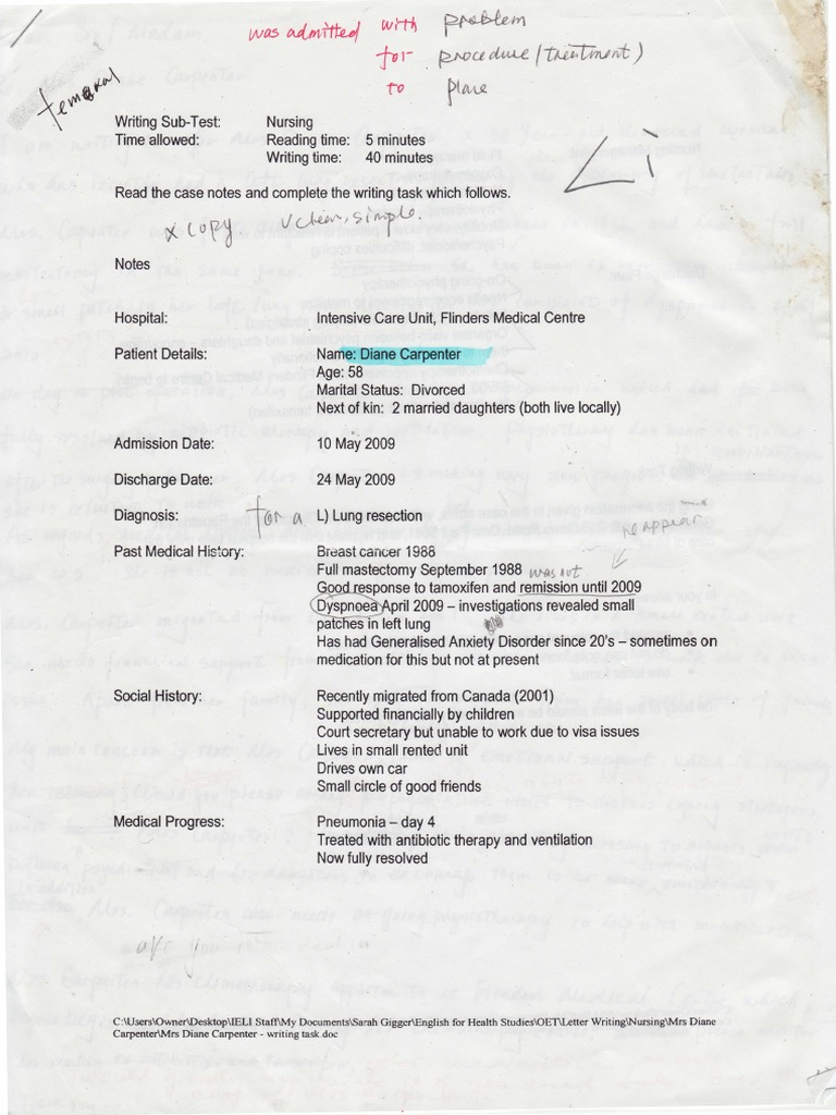 Diane Carpenter Oet Materials | PDF | Mental Health | Medical Specialties