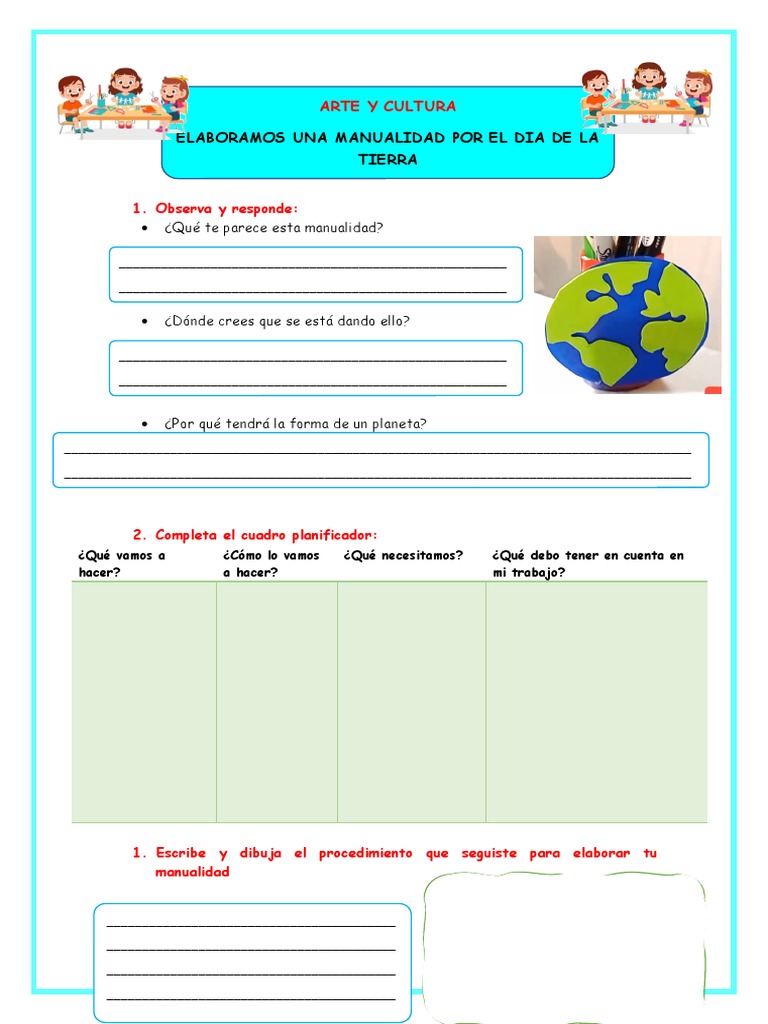 Manualidad Infantil por el Día de la Tierra | PDF
