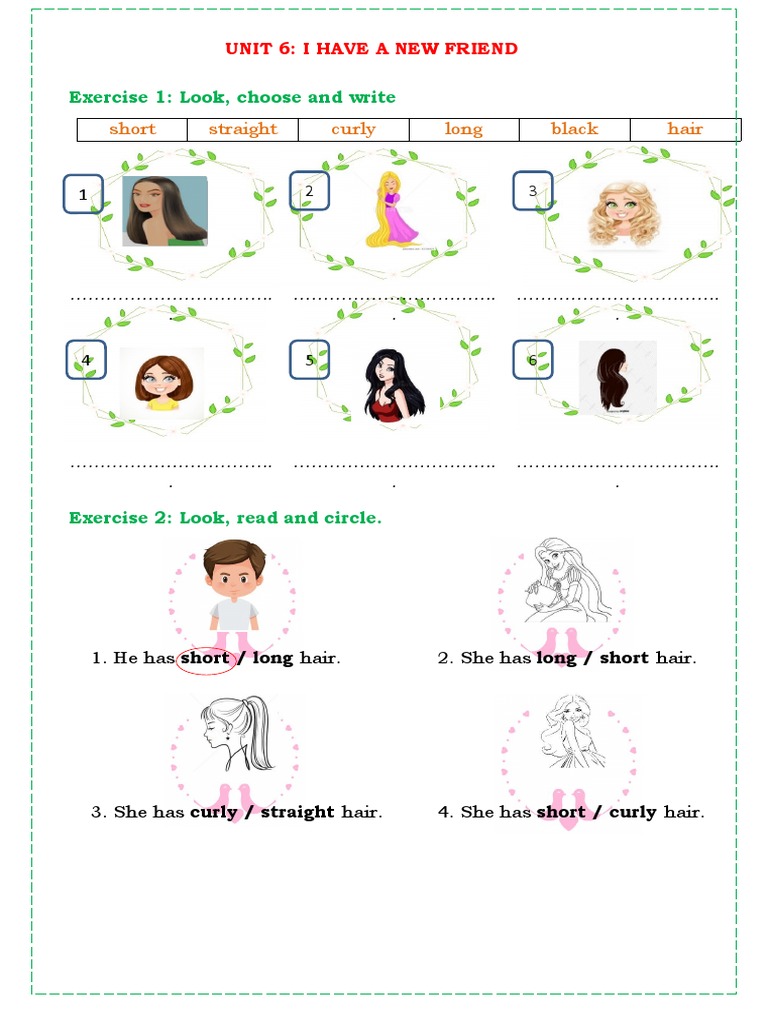 Bài tập bổ trợ Family and Friends National 3 G3 UNIT 6 | PDF | Hair