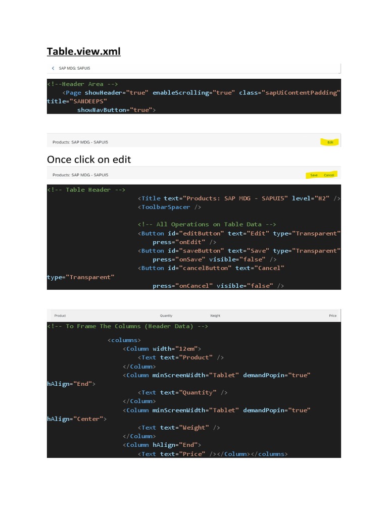 SAPUI5 Table Edit | PDF | Measurement | Computing