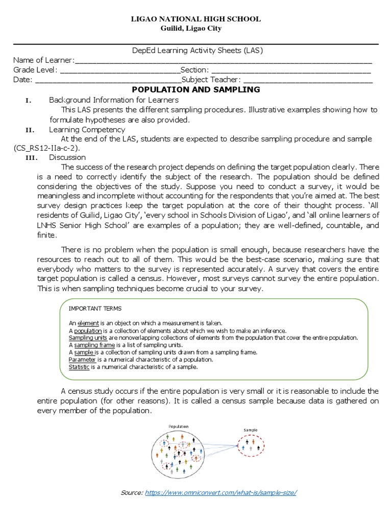 LAS 9 Population and Sampling 1 | PDF | Sampling (Statistics) | Margin ...