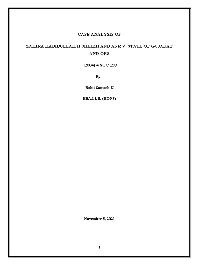 687 - Zahira H Sheikh Habibullah v. State of Gujrat | PDF | Common Law ...
