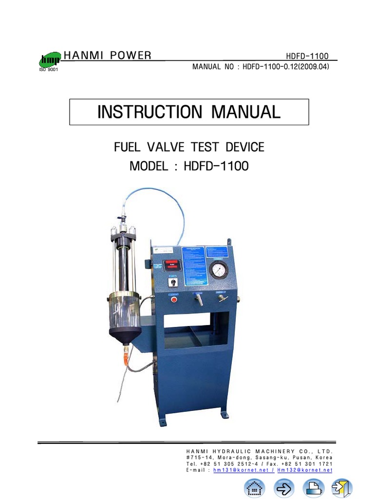 Instruction Manual: Fuel Valve Test Device MODEL: HDFD-1100 | PDF ...