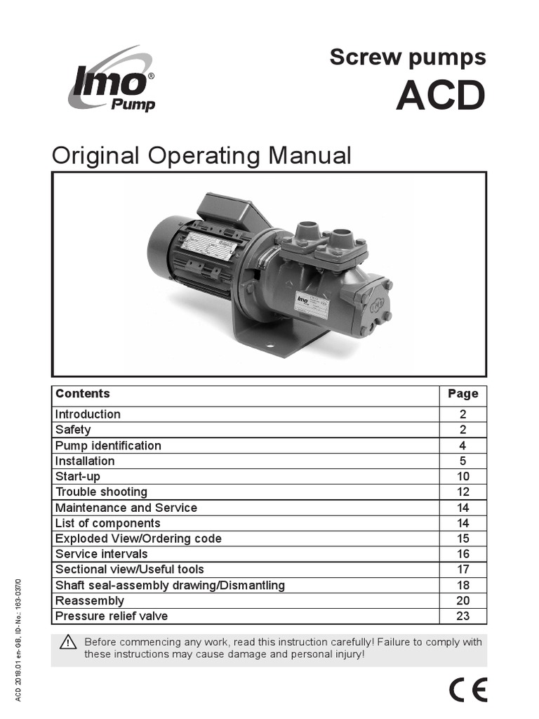 Original Operating Manual: Screw Pumps | PDF | Pump | Valve