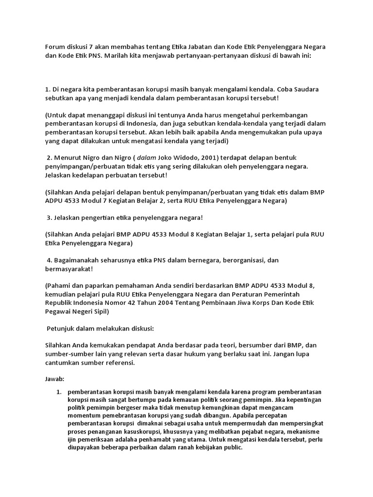 Etika Administrasi Pemerintahan Diskusi 7 | PDF