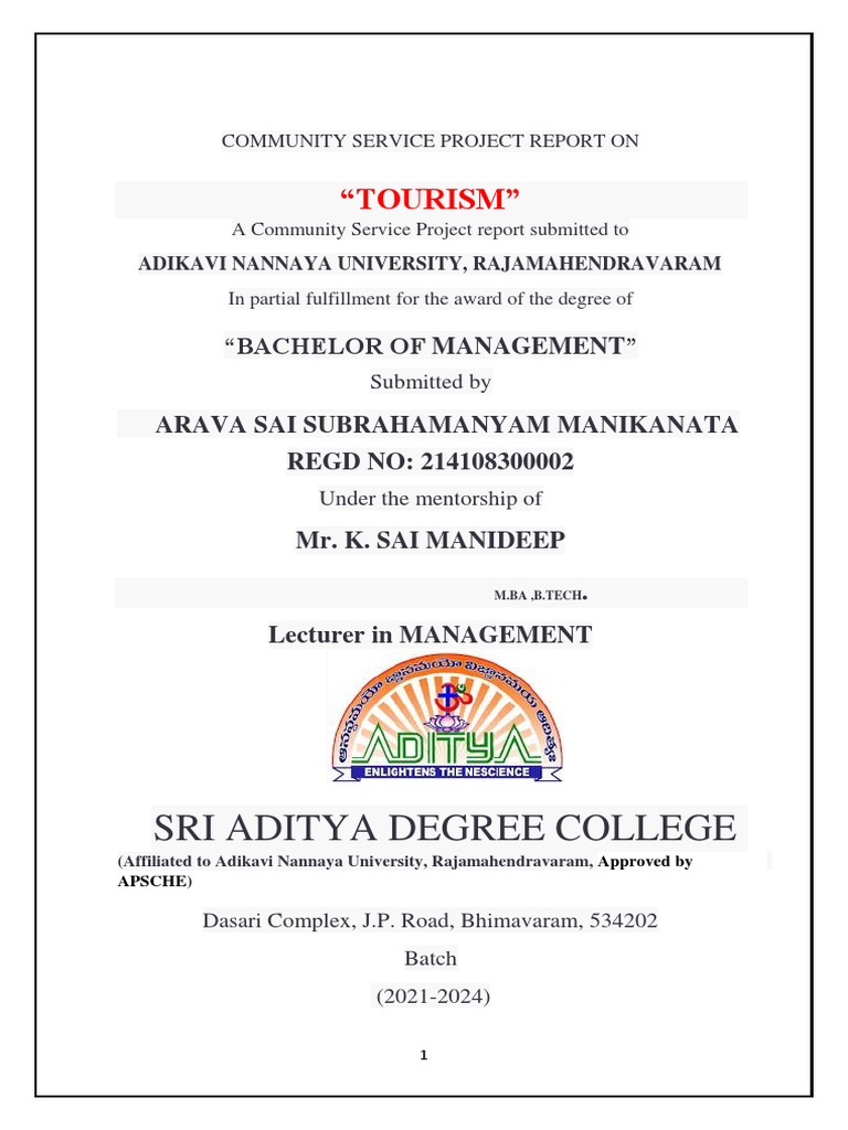 Bhimavaram Tourism Project Report | PDF | Tourism | Market Segmentation