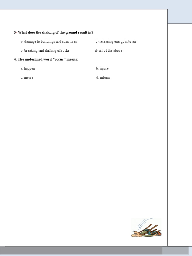 Earthquakes Reading Comprehension Exercises - 28476 | PDF