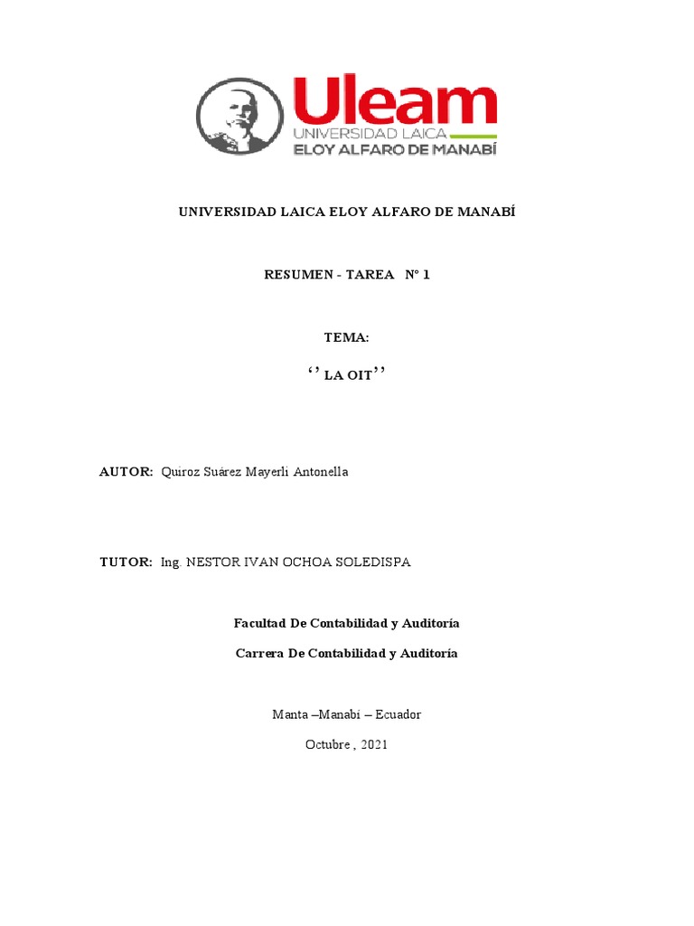 Resumen de La OIT | PDF | Organización Internacional del Trabajo | Etica Aplicada